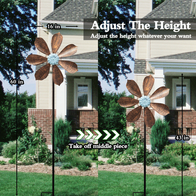 Classical Flower Wind Spinner Large Metal Wind Sculpture For Garden ...