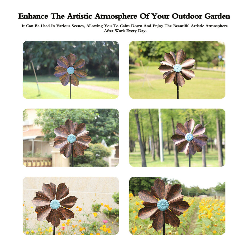 Classical Flower Wind Spinner Large Metal Wind Sculpture For Garden ...